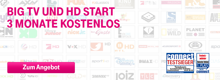 Big TV und HD Start 3 Monate kostenlos - Telekom Profis