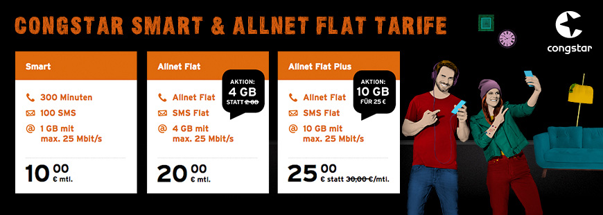 congstar Aktion - Verlängert bis 02.09. - 10 GB für 25 € statt 30 ...
