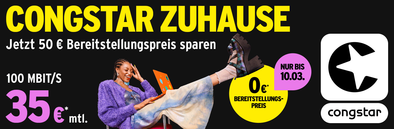 congstar Zuhause: 50 € Bereitstellungspreis sparen - Telekom Profis