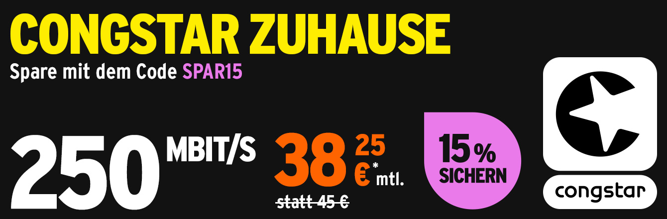 congstar Zuhause 250 Flex: 50 € sparen & 15 % Rabatt sichern - Telekom ...